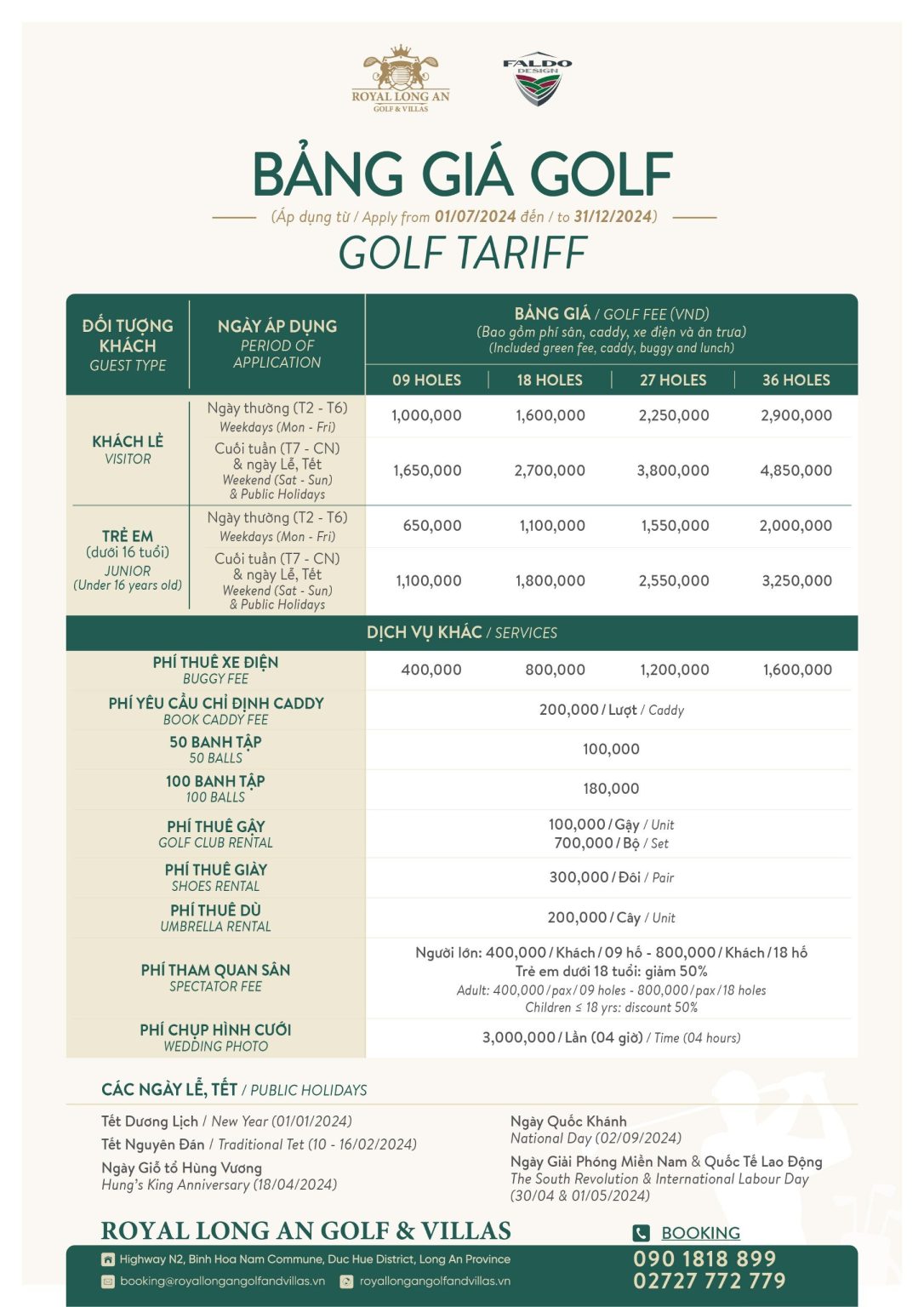 Rates & Offer - Royal Long An Golf & Country Club